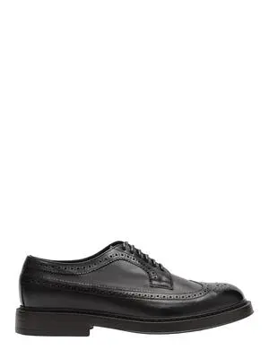 DOUCAL'S Leather Derby Shoes With Brogue Detailing - Brown