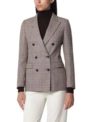 Tagliatore Double-breasted Prince Of Wales Jacket - Brown