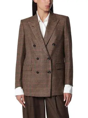 Tagliatore Double-breasted Prince Of Wales Jacket - Brown