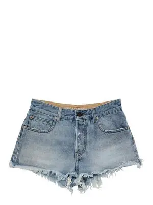BALENCIAGA Frayed Hem Denim Shorts 'blue'