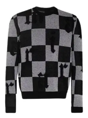 Amiri Logo Check Crewneck Sweater - Black