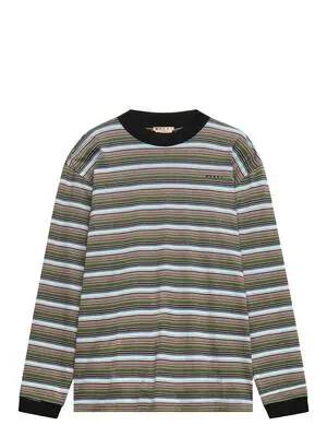 Marni Striped Crewneck Long Sleeve T-shirt - Blue