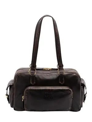 Miu Miu Nappa Old Pocket Bauletto Bag - Brown