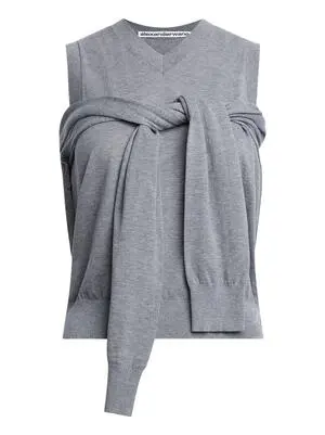 Alexander Wang Tie-front Cardigan Layered V-neck Vest - Grey