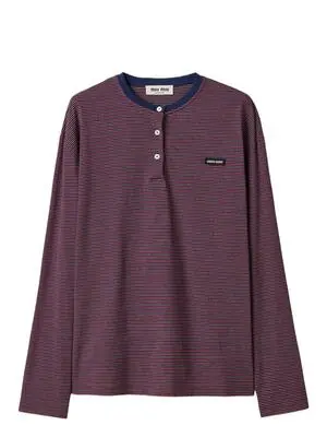 Miu Miu Striped Long Sleeve Henley - Blue