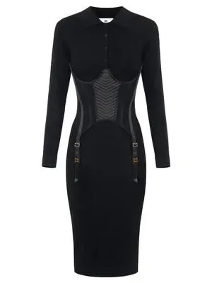 Elisabetta Franchi Knit Bustier Dress - Black
