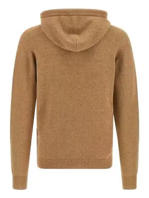 ROBERTO COLLINA Drawstring Hood Ribbed Trim Sweater - Brown