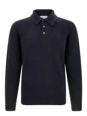 ROBERTO COLLINA Brushed Long-sleeved Polo Shirt - Blue