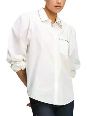 Cinq À Sept Crystal-embellished Puff-sleeve Shirt - White