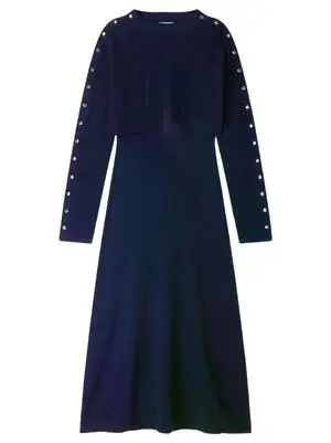 Sandro Stud-embellished Layered-effect Knitted Midi Dress - Blue