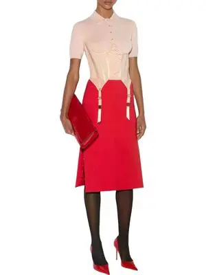 Elisabetta Franchi Knit Polo Shirt With Short Sleeves And Button Details - Neutrals