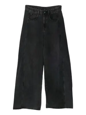 JNBY Wide-leg Faded Wash Denim Trousers - Black
