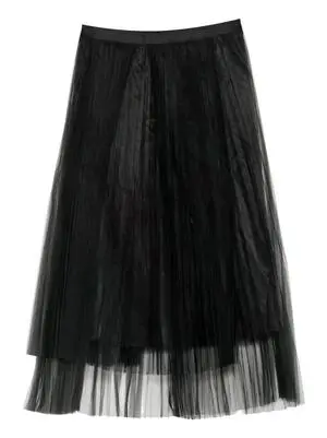 JNBY Sheer Mesh Pleated Midi Skirt - Black