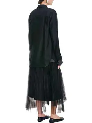 JNBY JNBY Sheer Mesh Pleated Midi Skirt