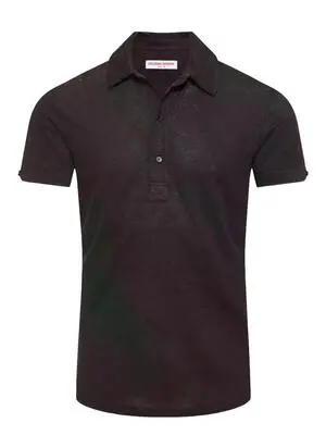Orlebar Brown Sebastian Linen Polo Shirt Brown