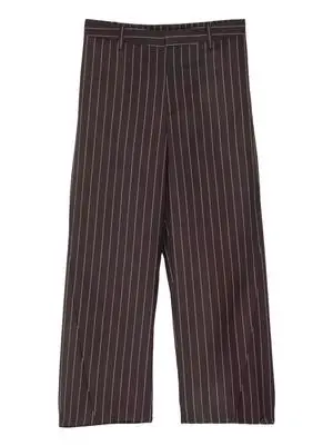 CROQUIS Cedar Pinstripe Curved-leg Trousers - Brown