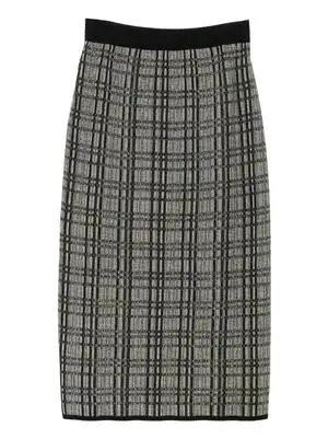 LESS Plaided Midi Skirt - Grey