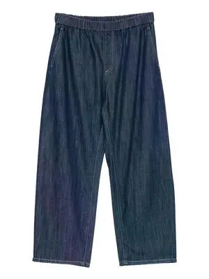 LESS Elastic Waist Jeans With Contrast Topstitching - Blue