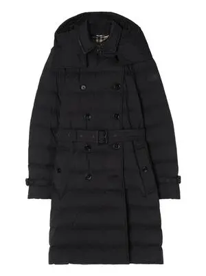 Burberry Mid-length Nylon Puffer Coat With Goose Down And Feather Filling - Black