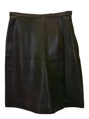 VALENTINO Overlap Leather Skirt