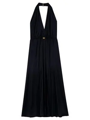Maje Plunge Halterneck Midi Dress - Blue
