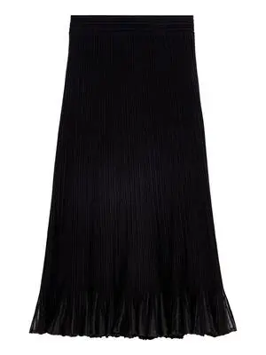 Maje Plissé Midi Skirt - Black