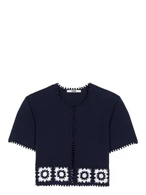 Maje Crochet-trim Cardigan - Blue