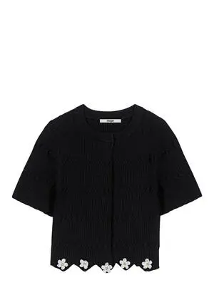 Maje Short-sleeve Daisy Cardigan - Black
