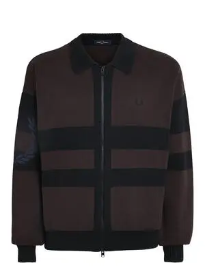 Fred Perry Cotton Stripe Zip-up Cardigan - Brown