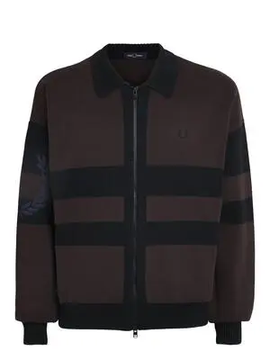 Fred Perry Cotton Stripe Zip-up Cardigan - Brown