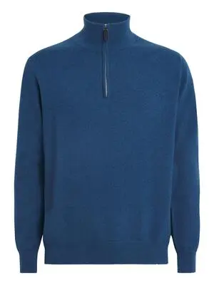 Johnstons Of Elgin Cashmere Quarter-zip Sweater - Blue