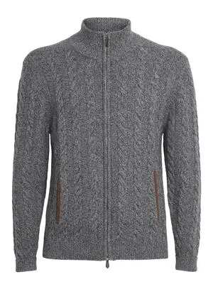 N.peal Cashmere Cable-knit Zip-up Cardigan - Grey