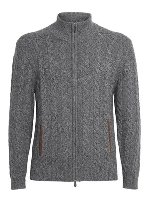 N.peal Cashmere Cable-knit Zip-up Cardigan - Grey