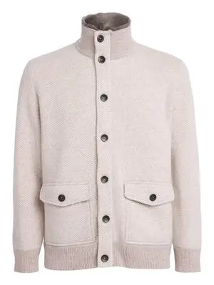N.peal Cashmere Herringbone Jacket - Beige