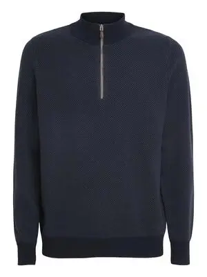 N.peal Cashmere Quarter-zip Temple Sweater - Navy