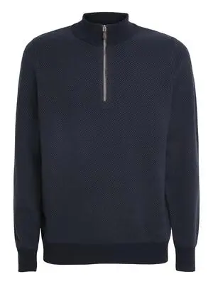 N.peal Cashmere Quarter-zip Sweater - Navy