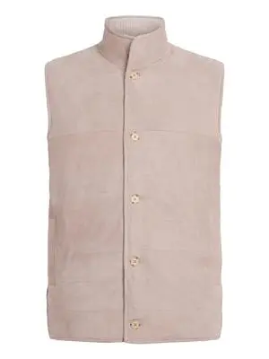 N.peal Reversible Organic Cashmere And Suede Gilet - Beige