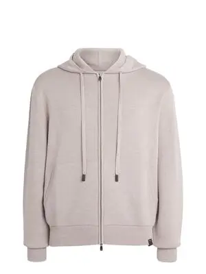 JACOB COHEN Wool-silk Knitted Zip-up Hoodie
