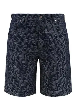 Fendi Men's Fendi FF Motif Cotton Bermuda Shorts Blue