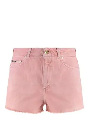 DOLCE & GABBANA Dolce & Gabbana Frayed Hem Denim Shorts With Metal Buttons