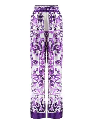 DOLCE & GABBANA DOLCE & GABBANA Printed Silk Twill Tailored Trousers