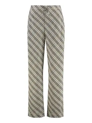 Burberry BURBERRY Check Motif Cotton Trousers Grey