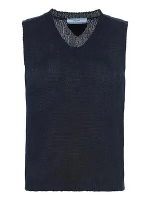 Prada Ribbed Cashmere Knit Vest - Blue