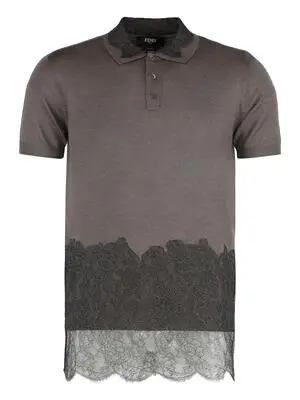 Fendi Fendi Cashmere Polo With Lace Appliqué Turtledove