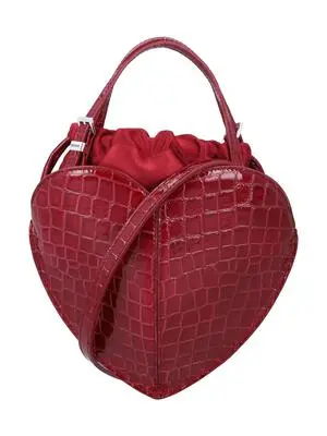 ROTATE BY BIRGER CHRISTENSEN Heart-shaped Croc-effect Handbag, 18 Cm X 21.5 Cm - Windsor Wine