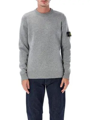 Stone Island STONE ISLAND Wool-Blend Crewneck Jumper With Reverse Stocking-Stitch Grigio