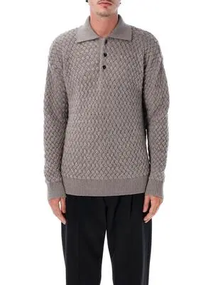 Bottega Veneta Bottega Veneta Wool Textured Knit Polo Beige