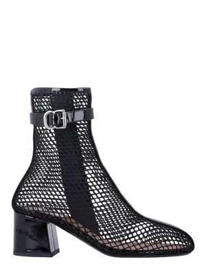 Alaïa ALAIA Mesh Ankle Boots With Buckle Strap Nero