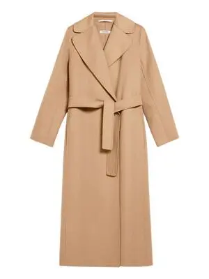 MAX MARA 's Max Mara S Max Mara Hand-Sewn Double-Drap Pure Wool Jacket With Lapel Collar And Matching Belt