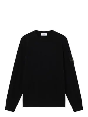 Stone Island STONE ISLAND Full-Zip Virgin Wool Knit Sweatshirt Nero